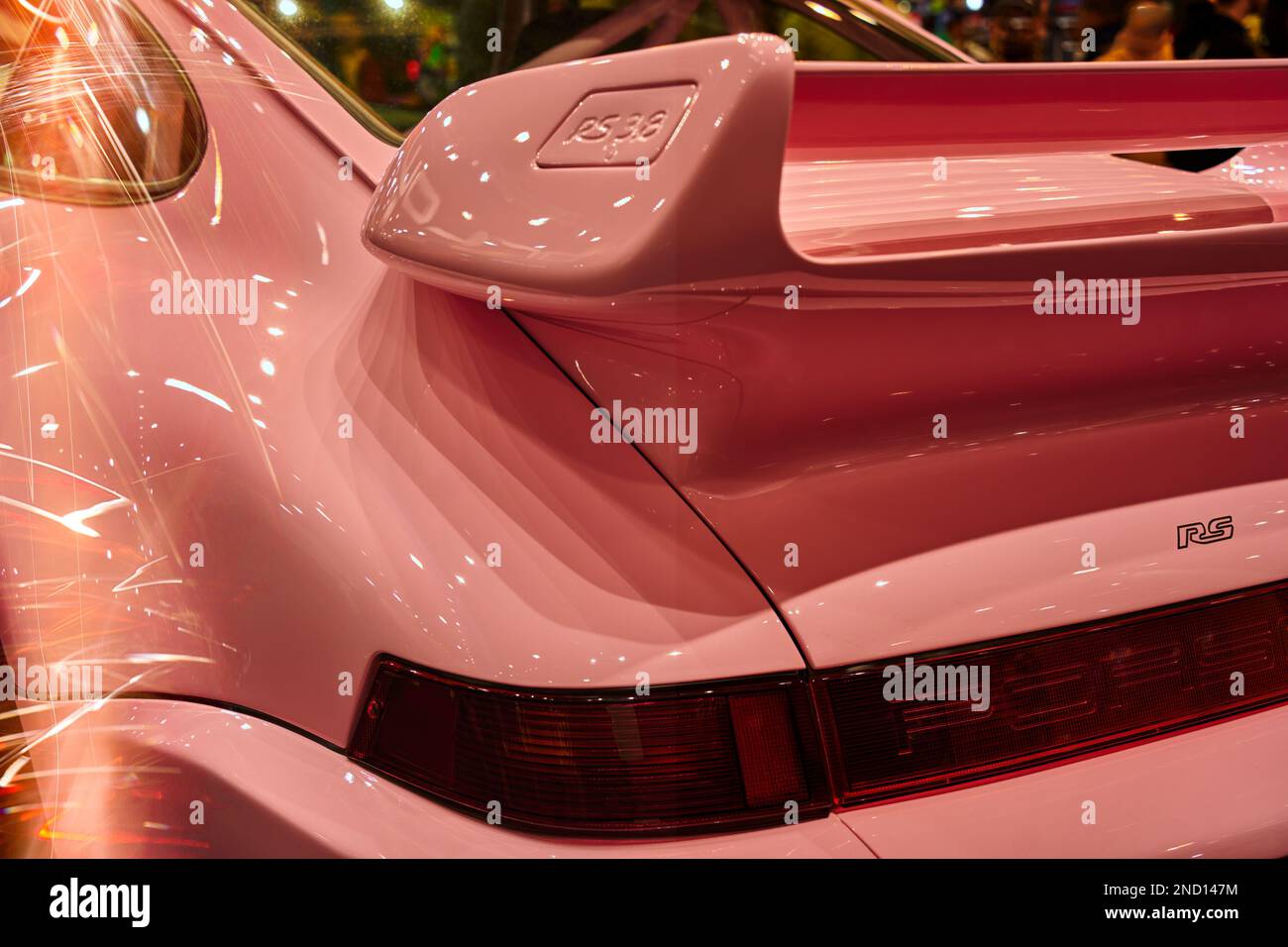 Porsche RS 3.8 rear end with large rear spoiler of the sports car from ...