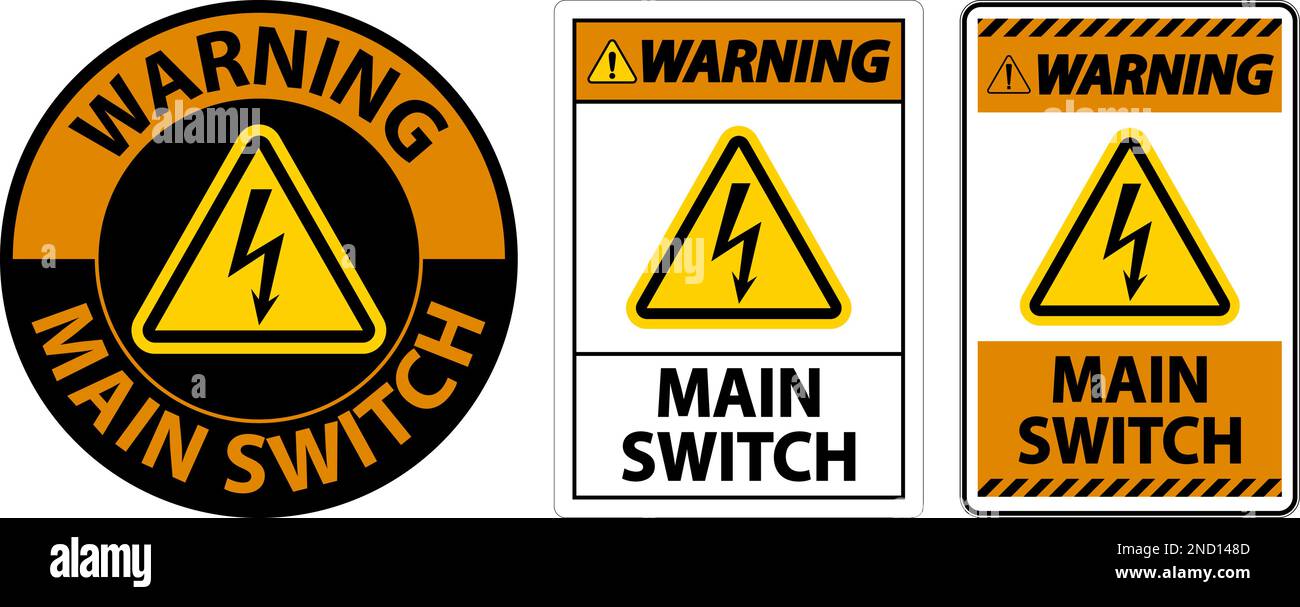 Warning Main Switch Sign On White Background Stock Vector Image & Art ...