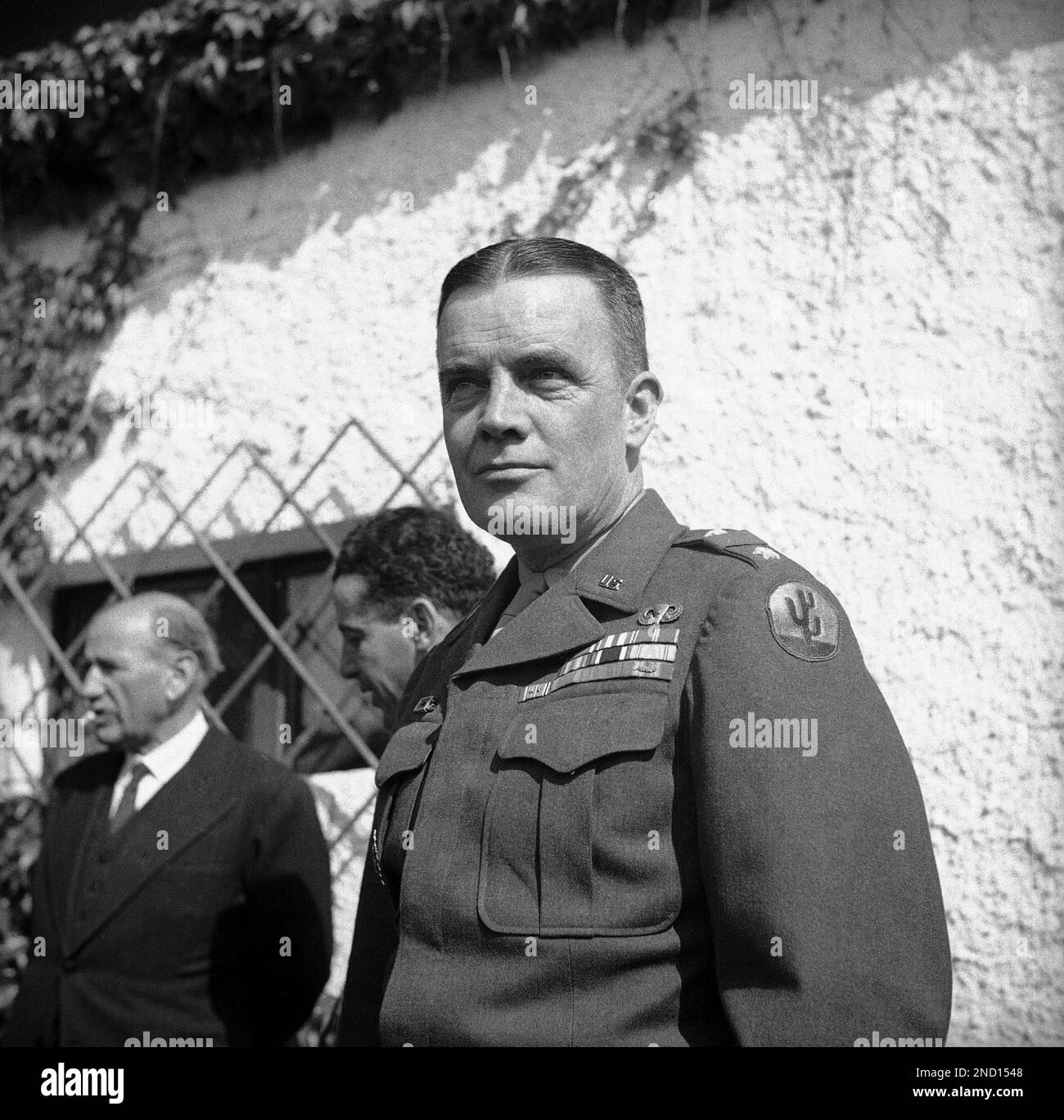 U.S. General Anthony McAuliffe commander of the 103rd infantry division ...