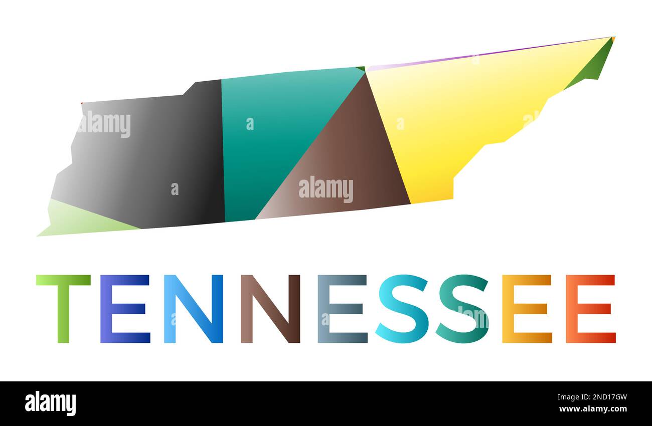 Bright colored Tennessee shape. Multicolor geometric style us state ...