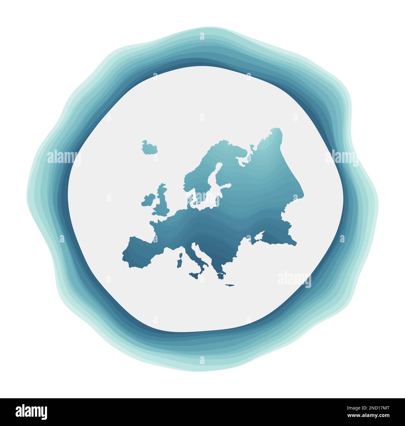 Europe logo. Badge of the continent. Layered circular sign around ...