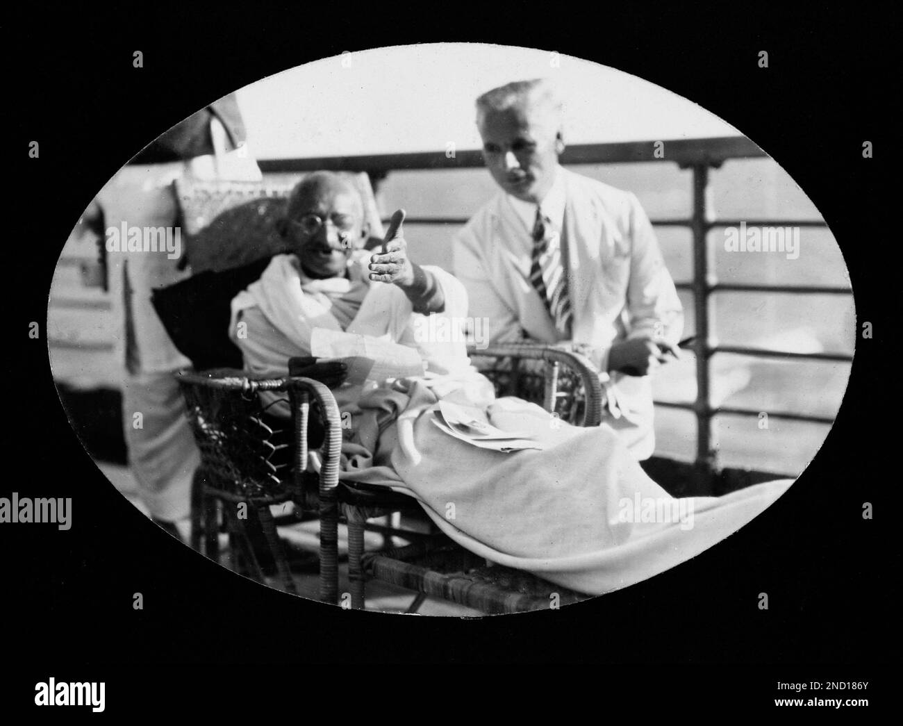 Mahatma Gandhi aboard the S.S. Rajputana with AP reporter James A ...