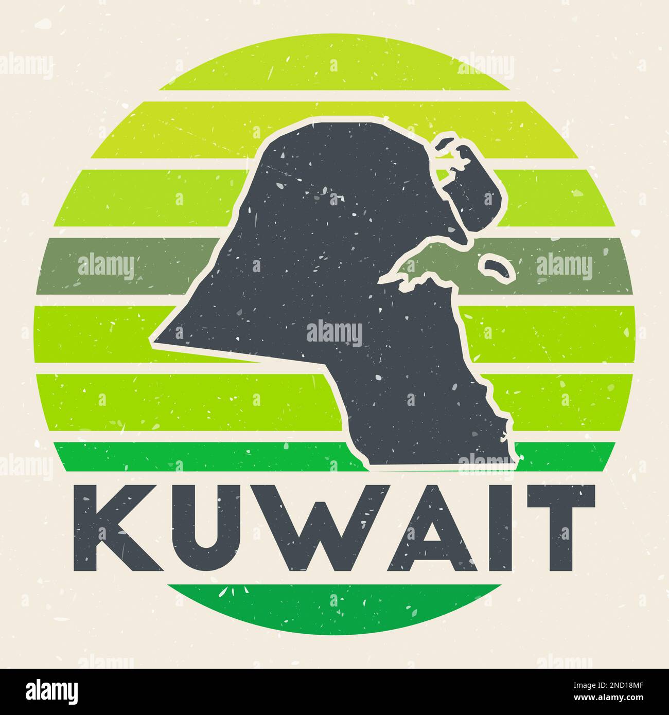 Kuwait logo. Sign with the map of the country and colored stripes ...