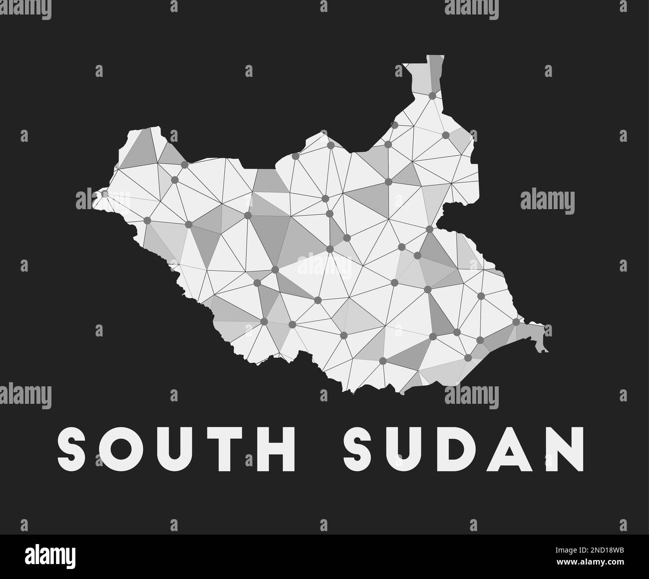 South Sudan - communication network map of country. South Sudan trendy ...