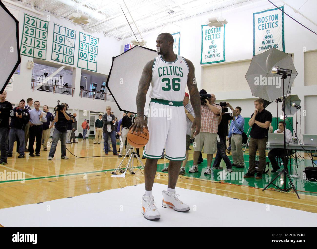 Boston Celtics Shaquille O'Neal during their media day at the team's ...