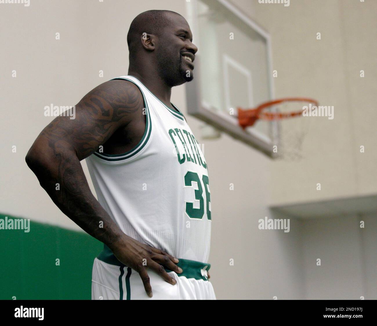Boston Celtics Shaquille O'Neal is seen during their media day at the ...