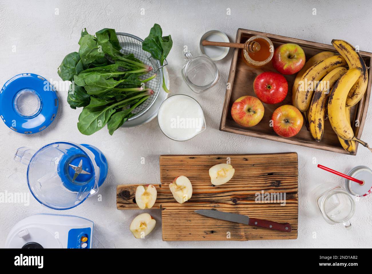 Ingredients for making smoothies fresh fruits and yogurt, healthy food ...