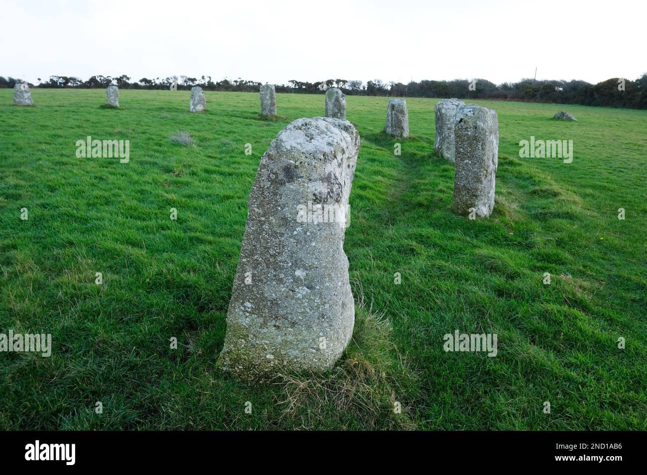Merry Maidens stone circle, Penwith, Cornwall, UK - John Gollop Stock ...