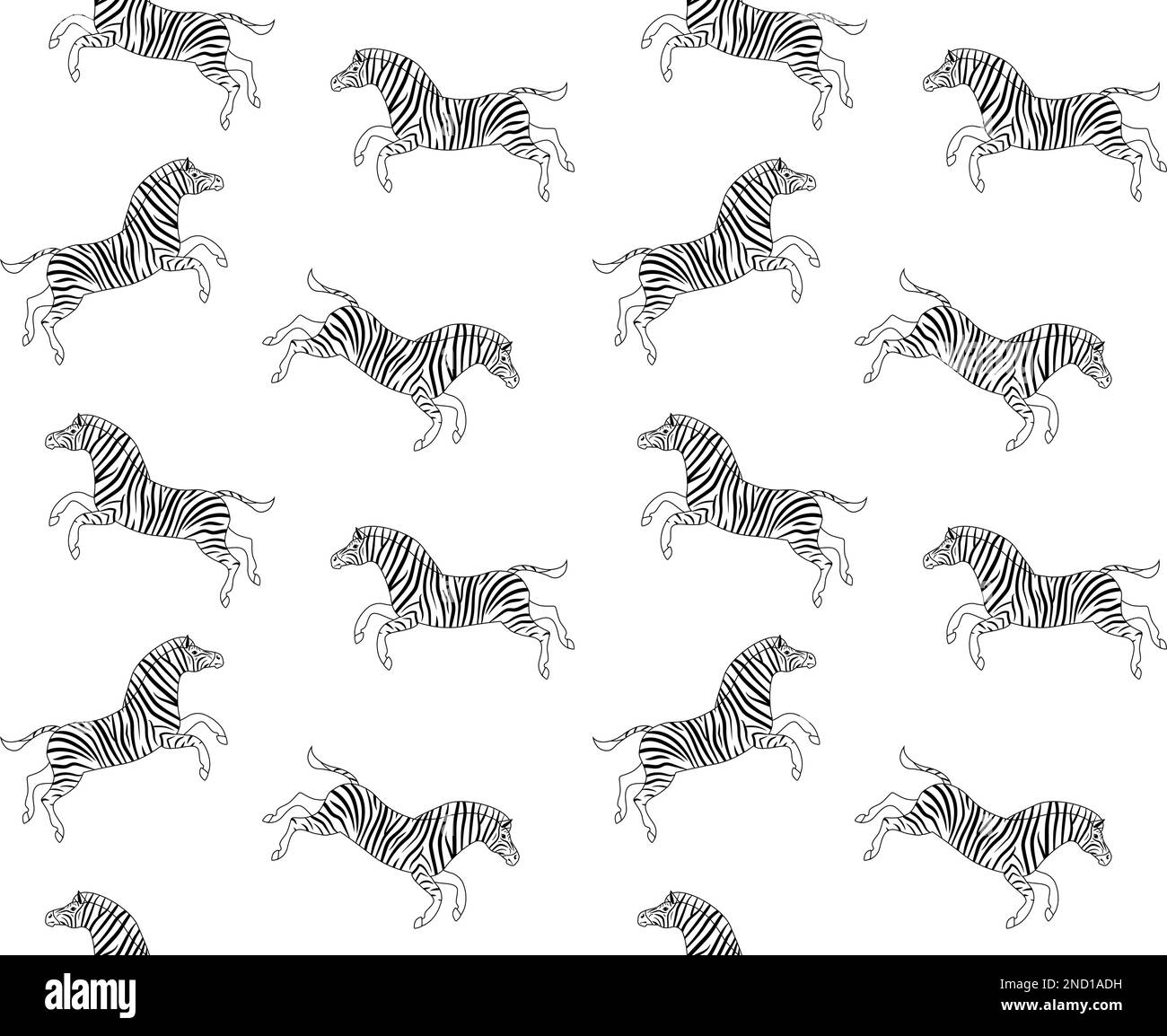 Vector seamless pattern of flat hand drawn zebra isolated on white background Stock Vector Image ...