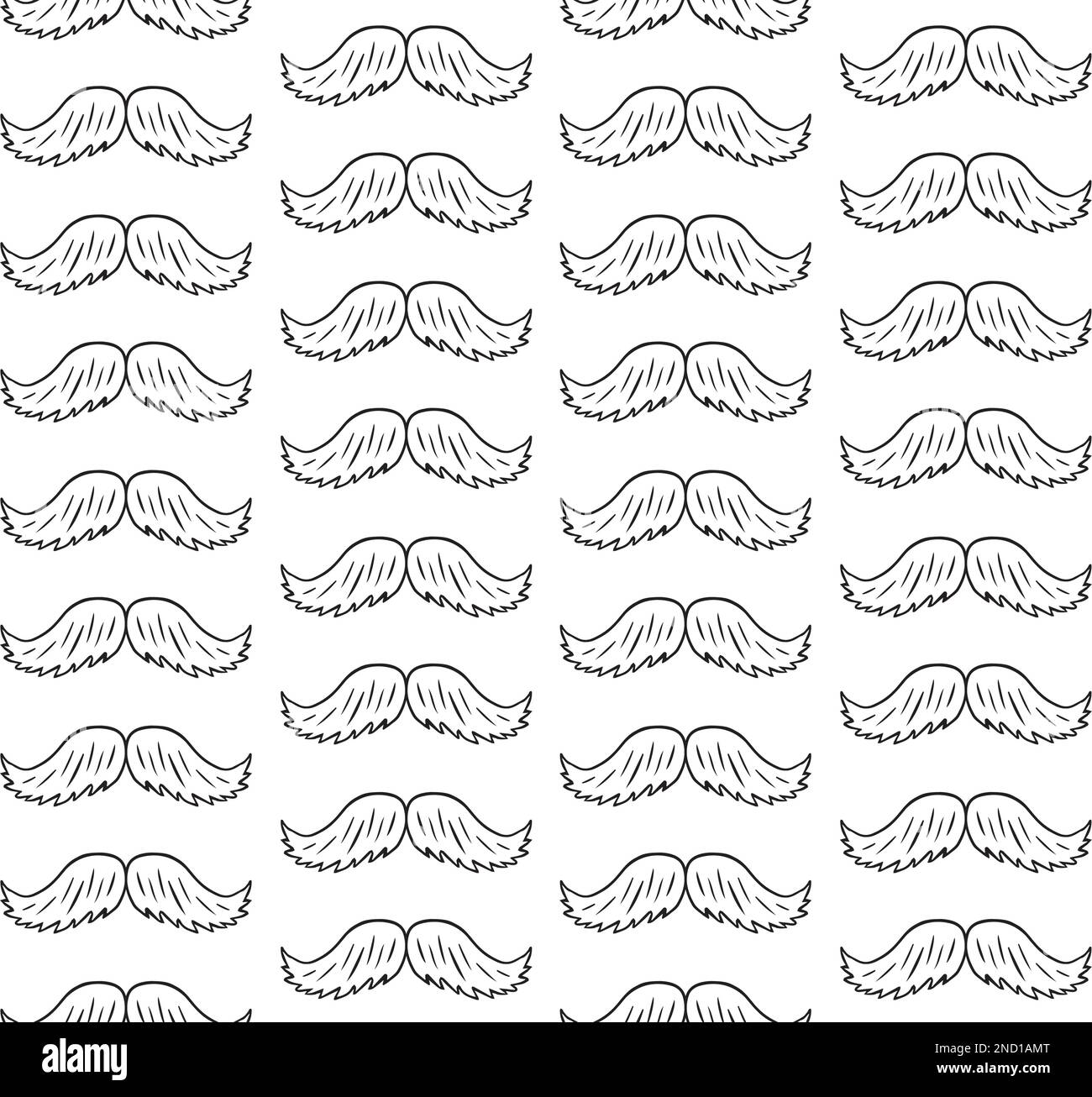 Vector seamless pattern of hand drawn doodle sketch mustache isolated ...