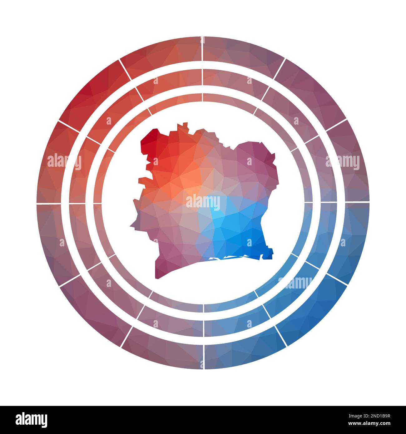 Ivory Coast badge. Bright gradient logo of country in low poly style ...