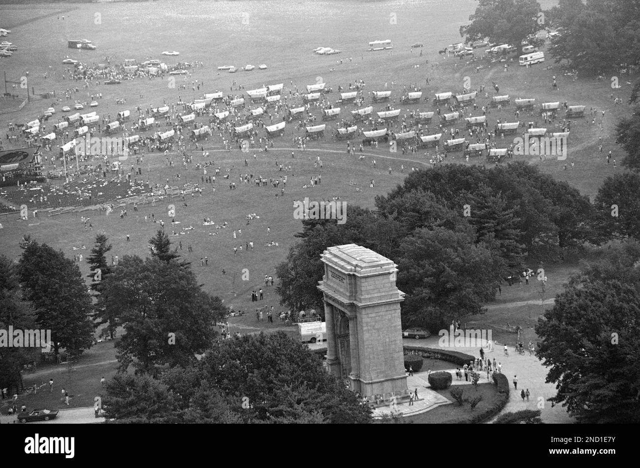 Official covered wagons from each state in the union formed their ...