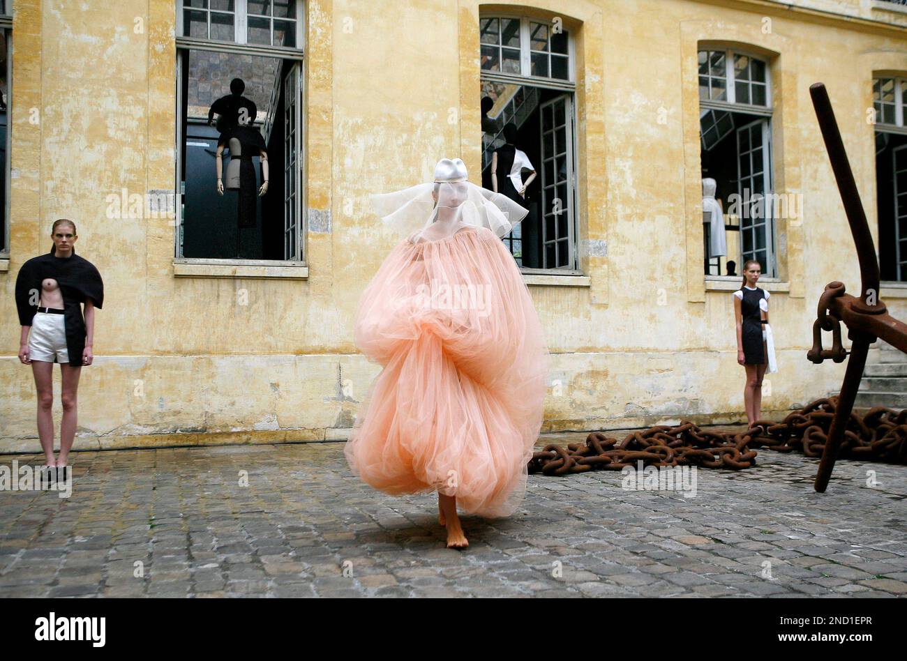 ** EDITORS NOTE NUDITY ** Model shows a creation, part of Serbian-born ...
