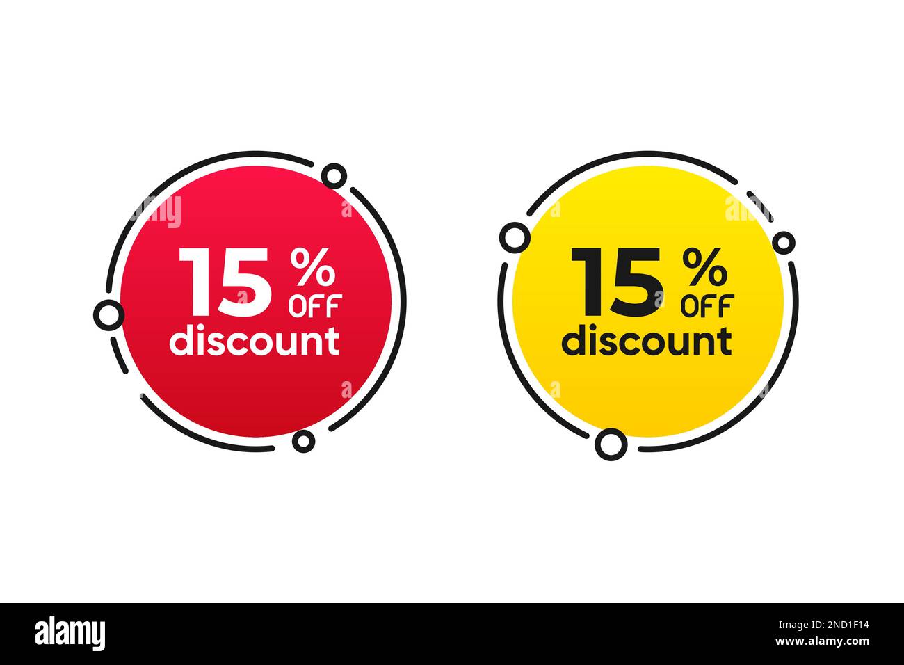 15 percentage circle discount tag icons collection. Set of red and ...