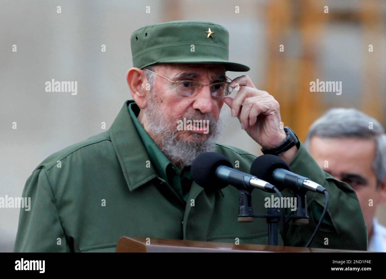 Cuba's leader Fidel Castro delivers a speech during the 50th ...