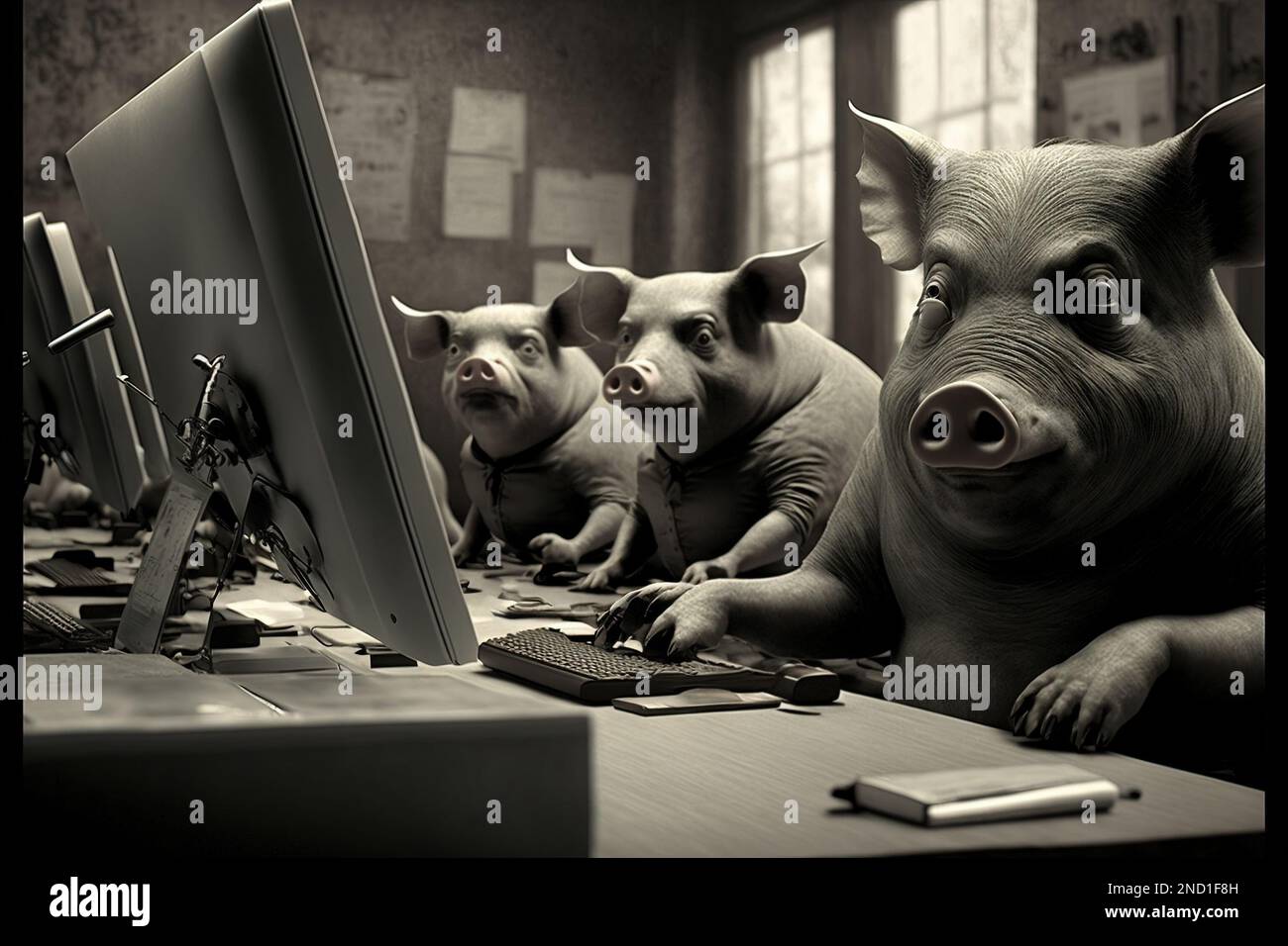 corporate pigs cartoon Stock Photo - Alamy
