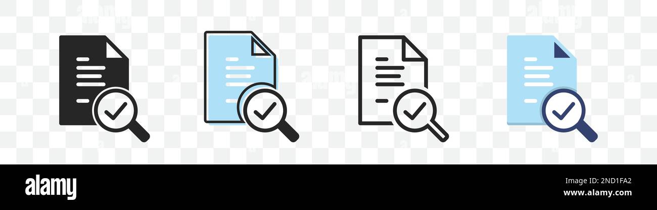 Audit document icons collection in different style on a transparent ...