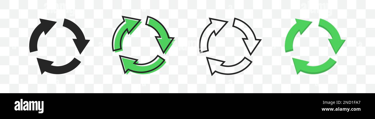 Refresh arrow icons collection in different style on a transparent ...