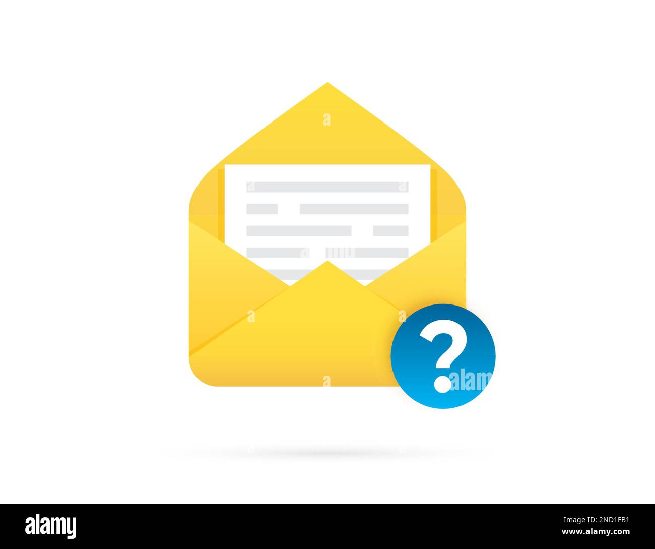 Mail envelope with document and question mark icon. Vector illustration ...