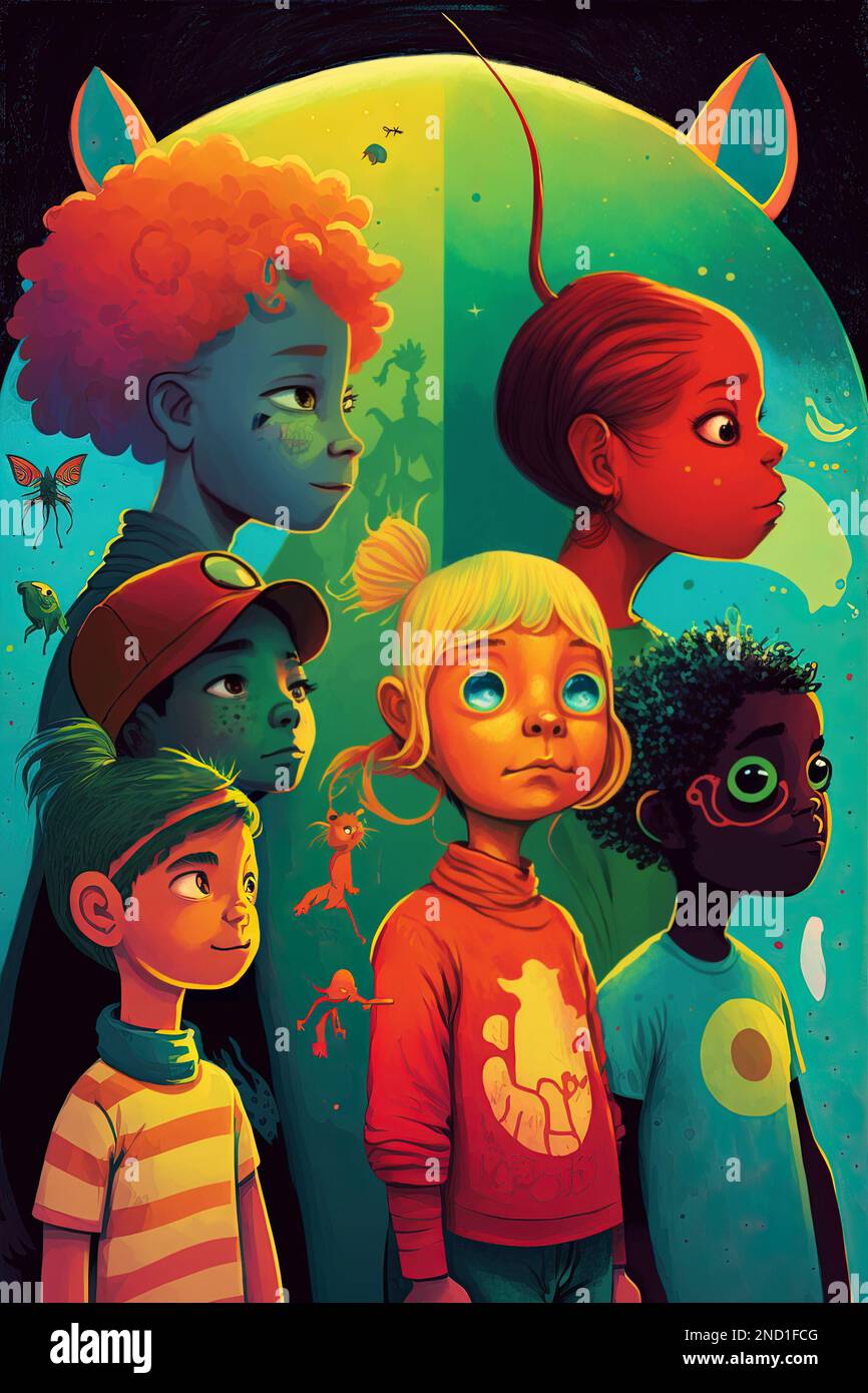 child drawing fairy tale Stock Photo - Alamy