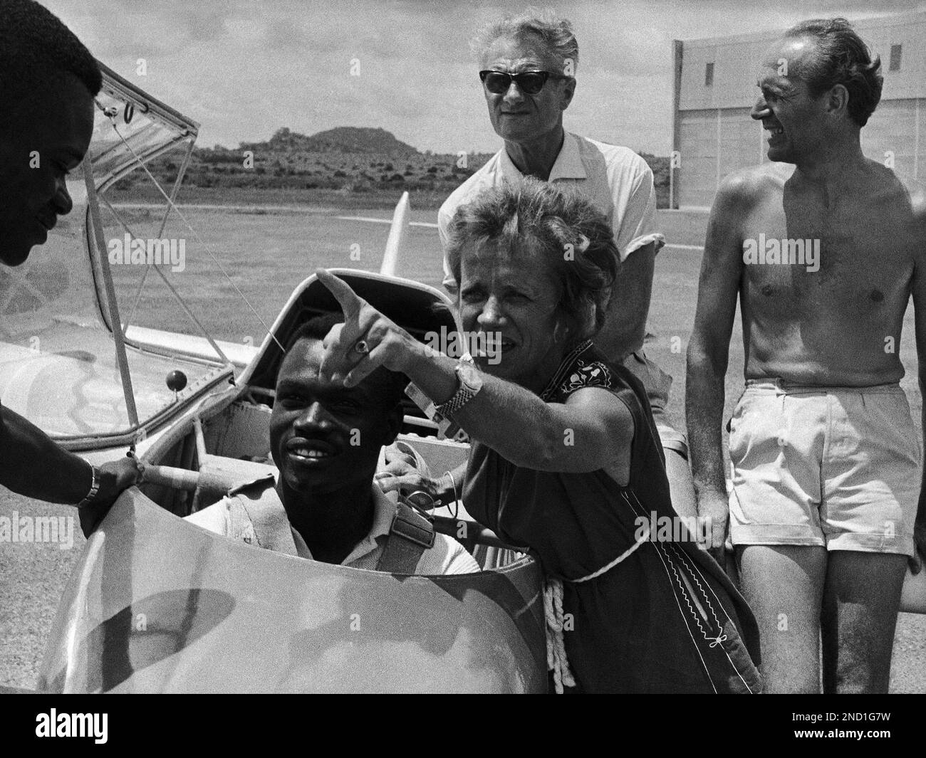 A Ghanaian student gets instruction from German pilot Hanna Reitsch ...