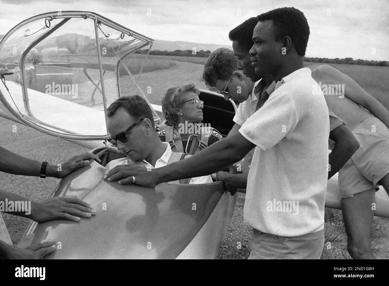 German ace pilot Hanna Reitsch is seen in the cockpit of a glider ...