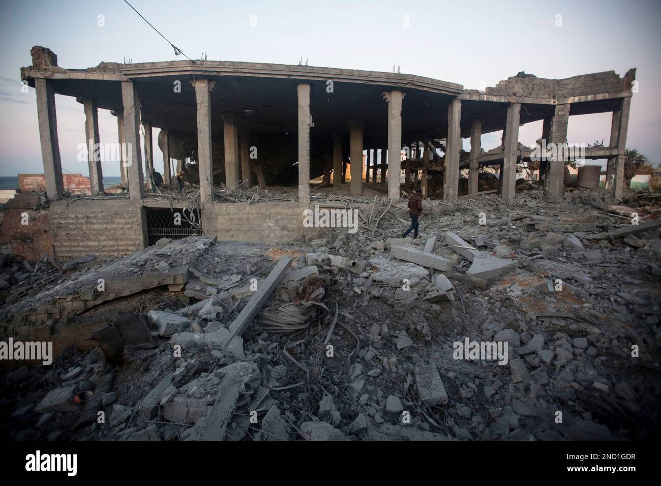 Gaza City. Palestine. February 15th, 2023. Palestinians inspect a ...