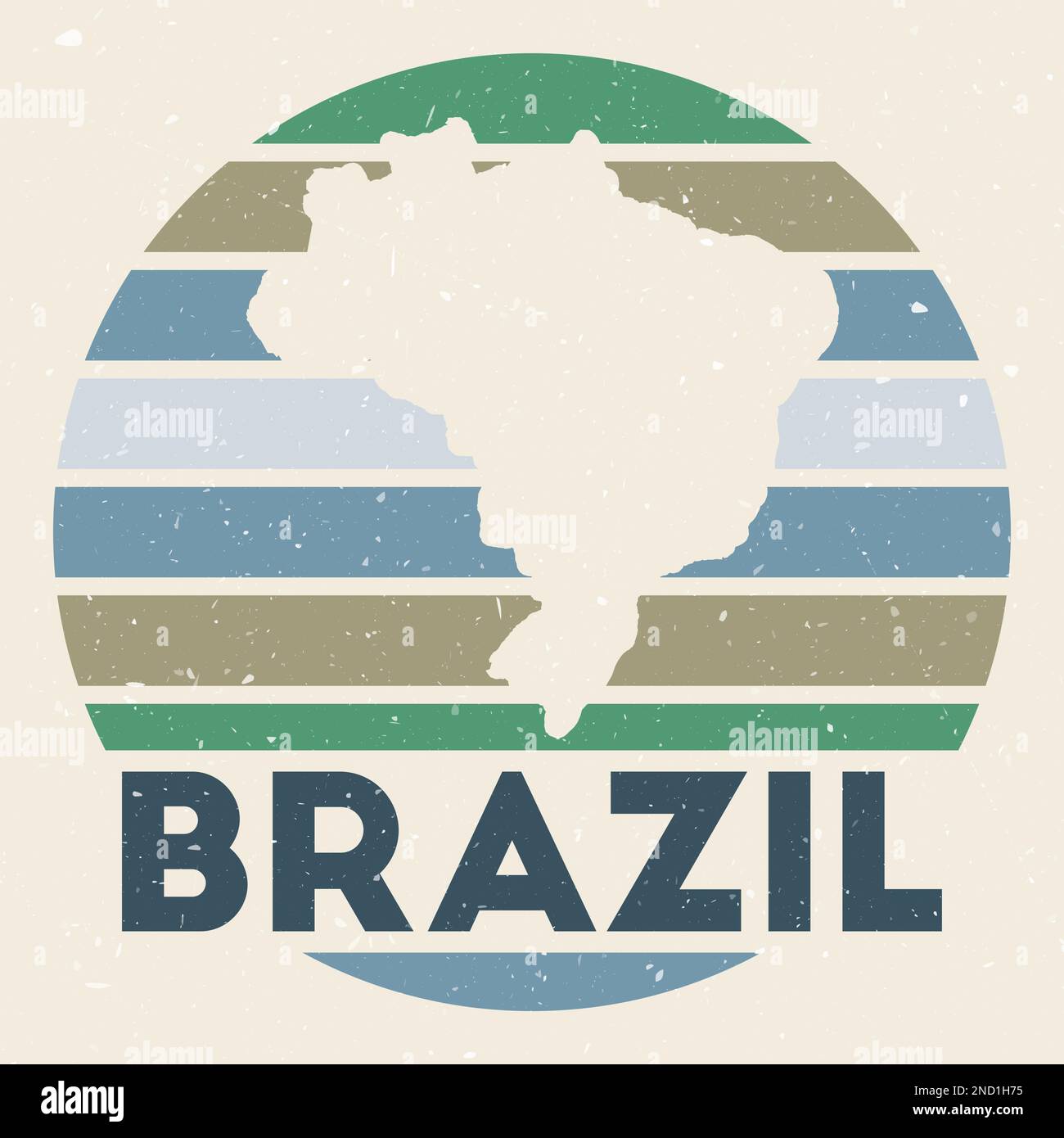 Brazil logo. Sign with the map of the country and colored stripes ...