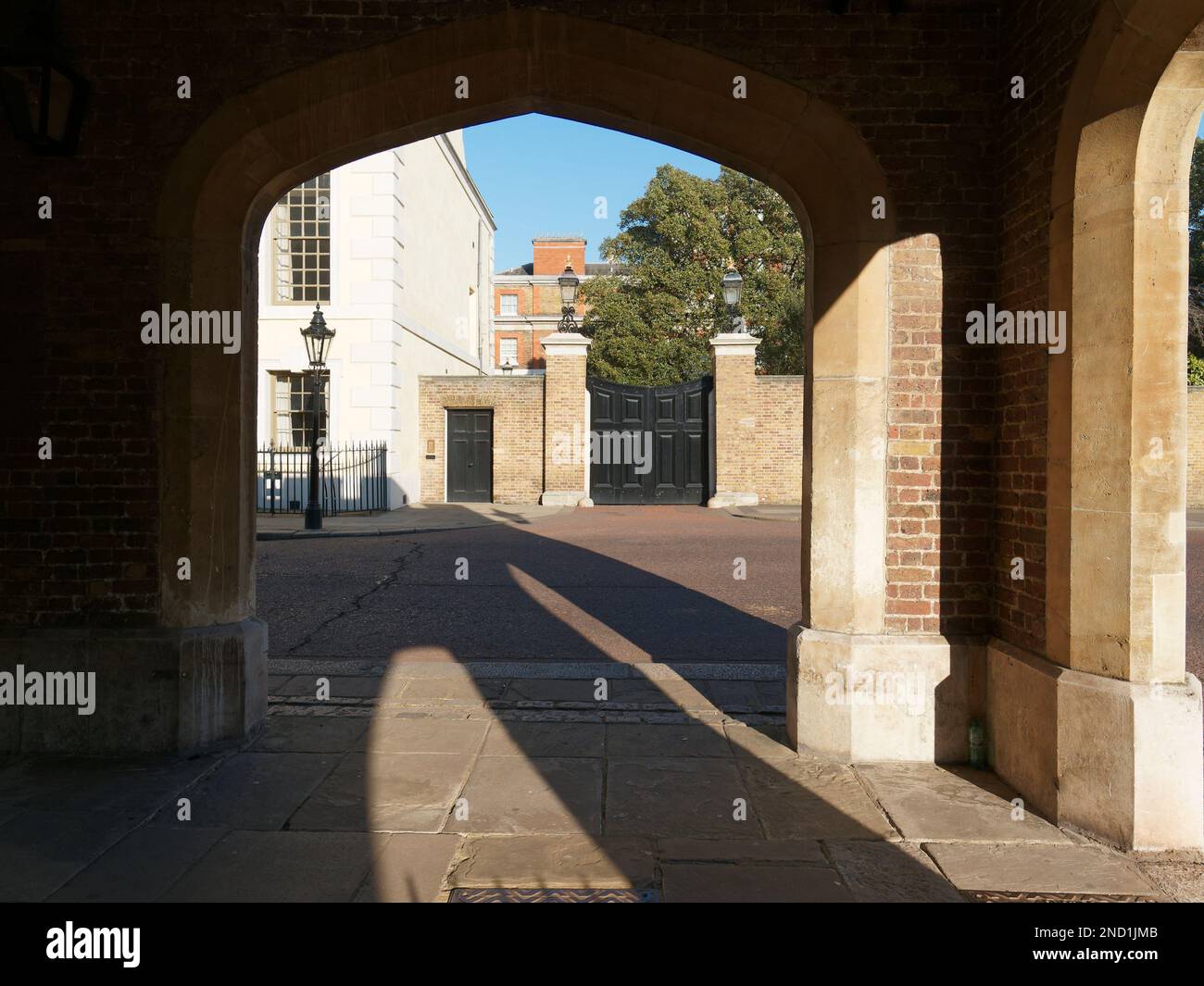 Brick built archway looking out onto Marlborough Road, London England ...