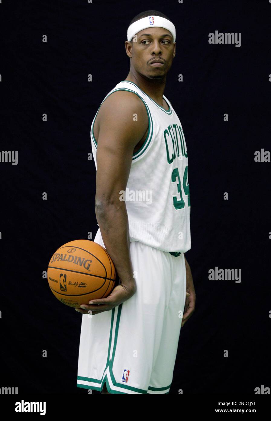 Boston Celtics forward Paul Pierce poses during their media day at the ...