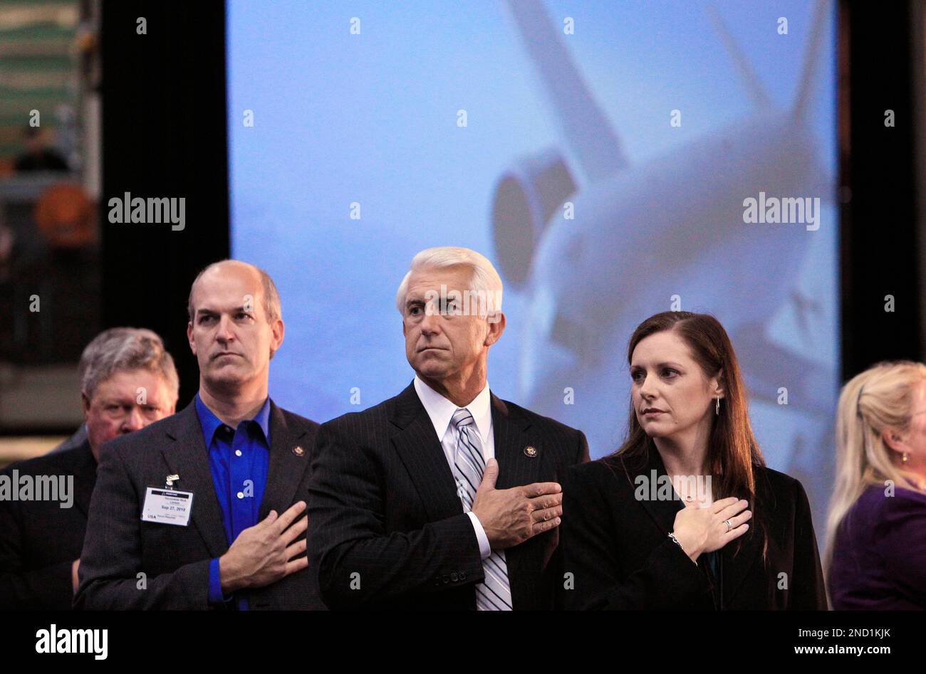 Representatives Norm Dicks, left, partially hidden, D-Wash, Rick Larsen ...