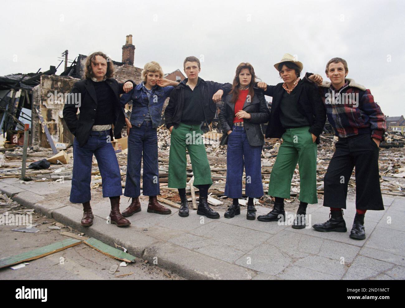 Skinhead clothes with big boots, colored socks and trousers flapping at ...
