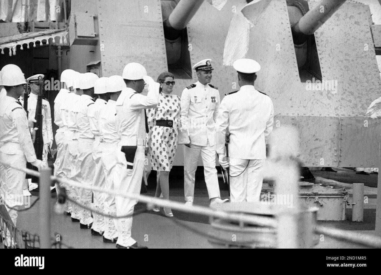 Princess Grace walks past an honor guard as she visits the U.S ...