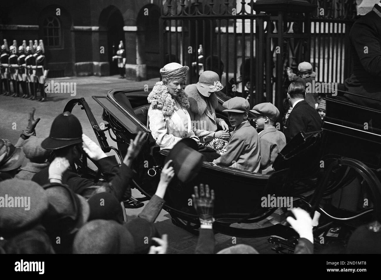Britain's Queen Mary with Mary, The Princess Royal, head down, and her ...