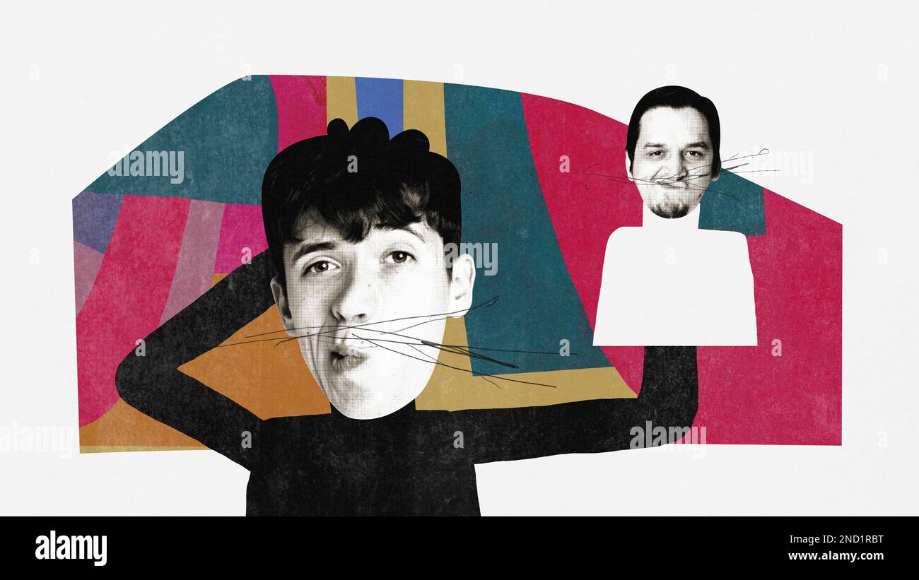 Contemporary art collage. Conceptual image, modern pop color design ...