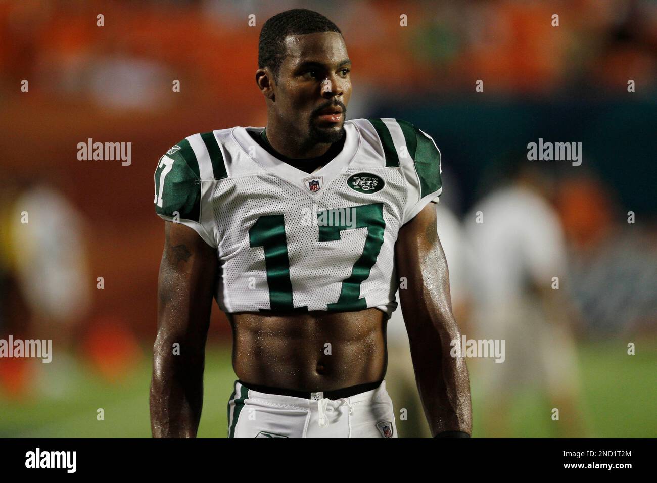 New York Jets wide receiver Braylon Edwards is shown during warm ups ...