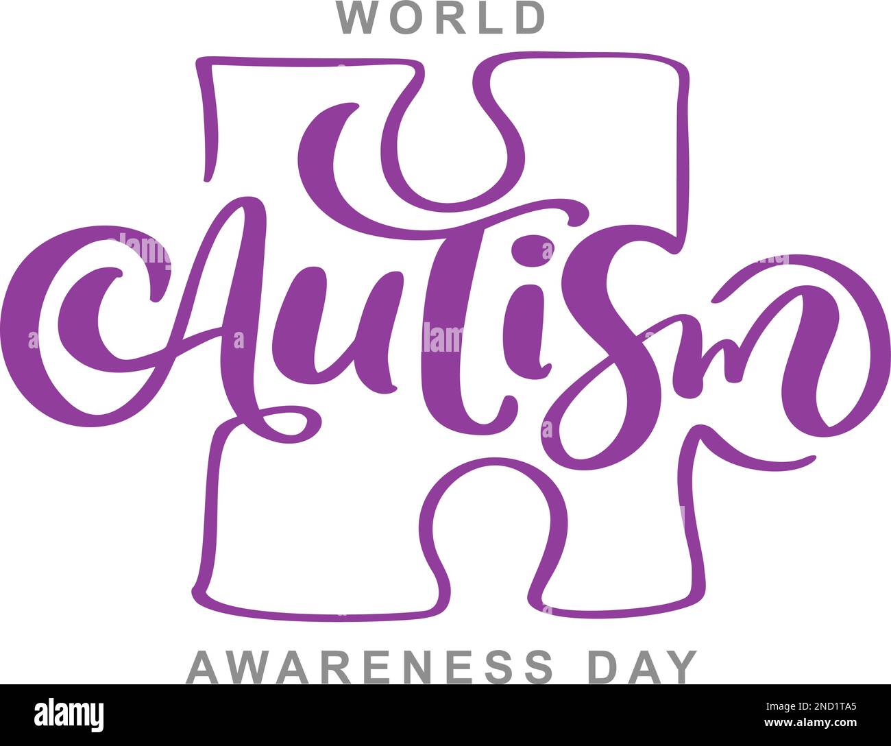 World Autism awareness day vector calligraphic text. For banner, poster ...
