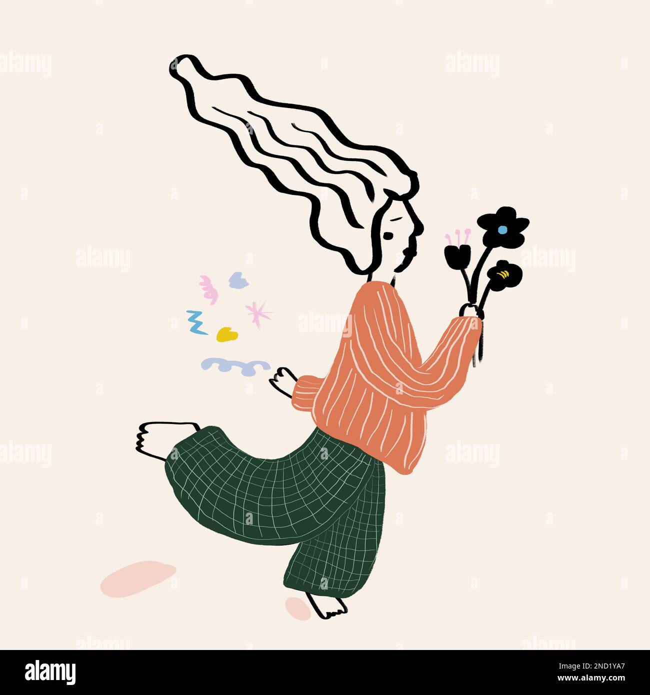 Cartoon woman running barefoot hi-res stock photography and images - Alamy