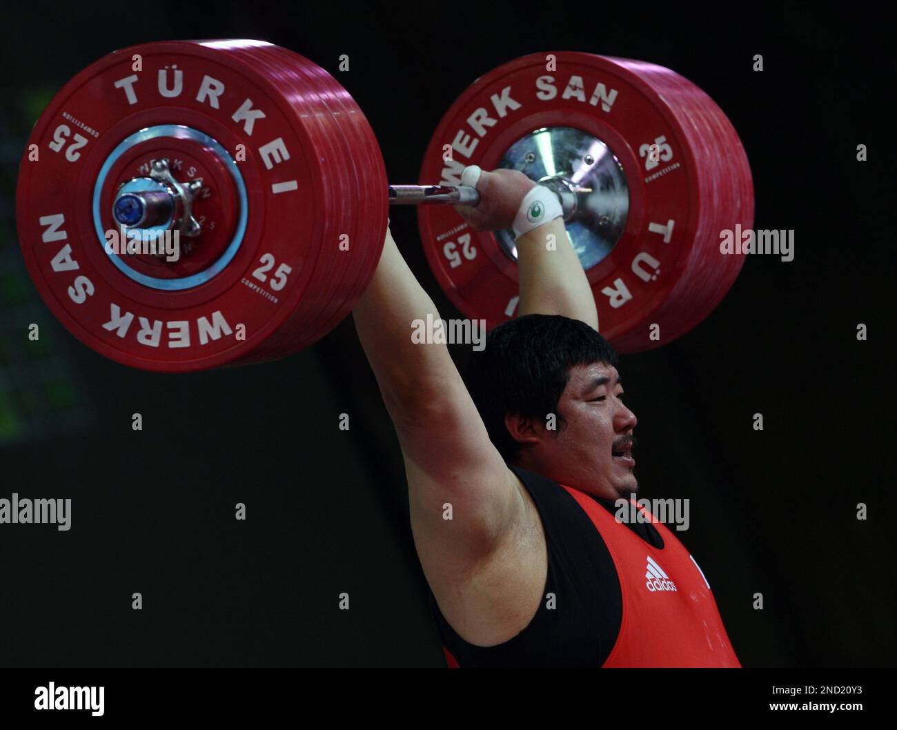 Korea's Sang-Guen Jeon competes in the Men's +105kg category at the ...
