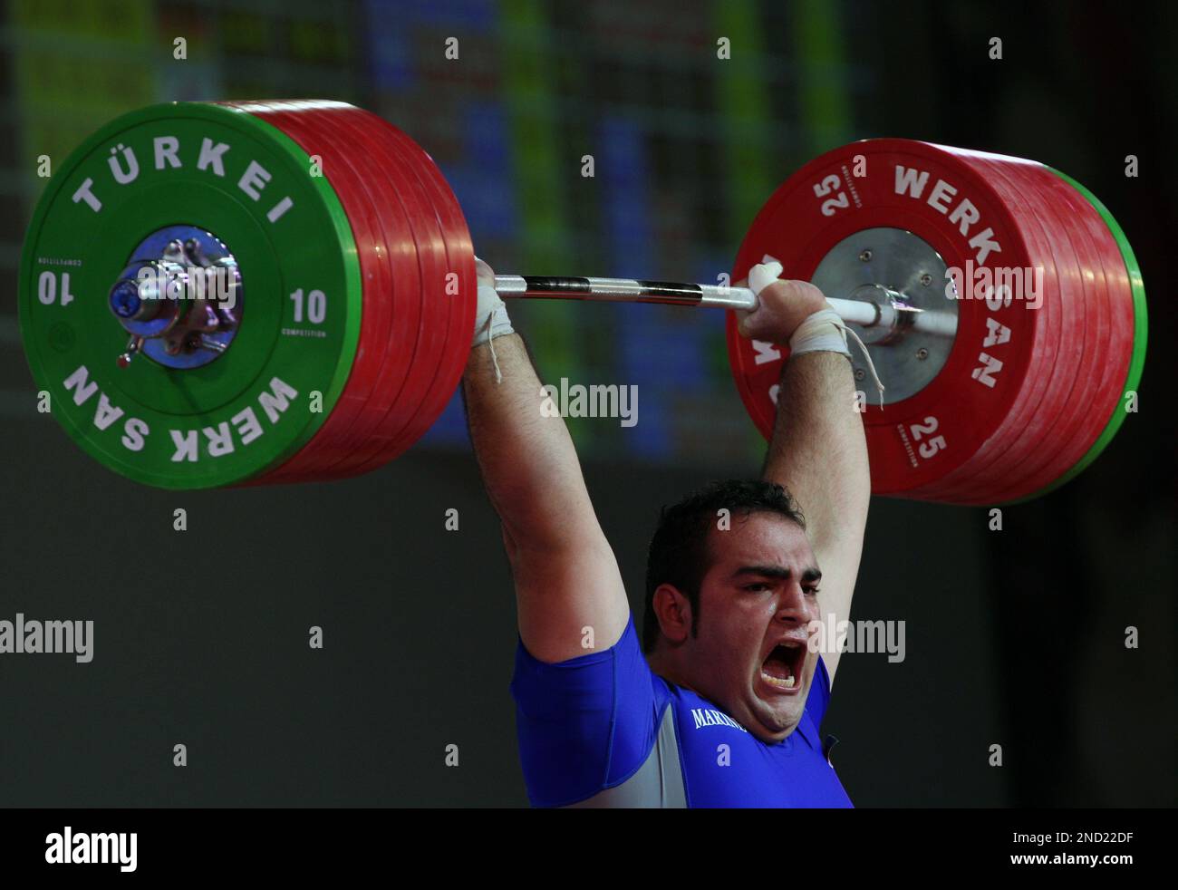 Iran's Behdad Salimikordasiabi competes in Men +105 kg category at the ...