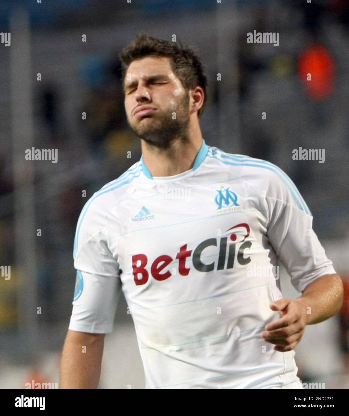 Marseille's French forward Andre-Pierre Gignac, reacts ,during their ...