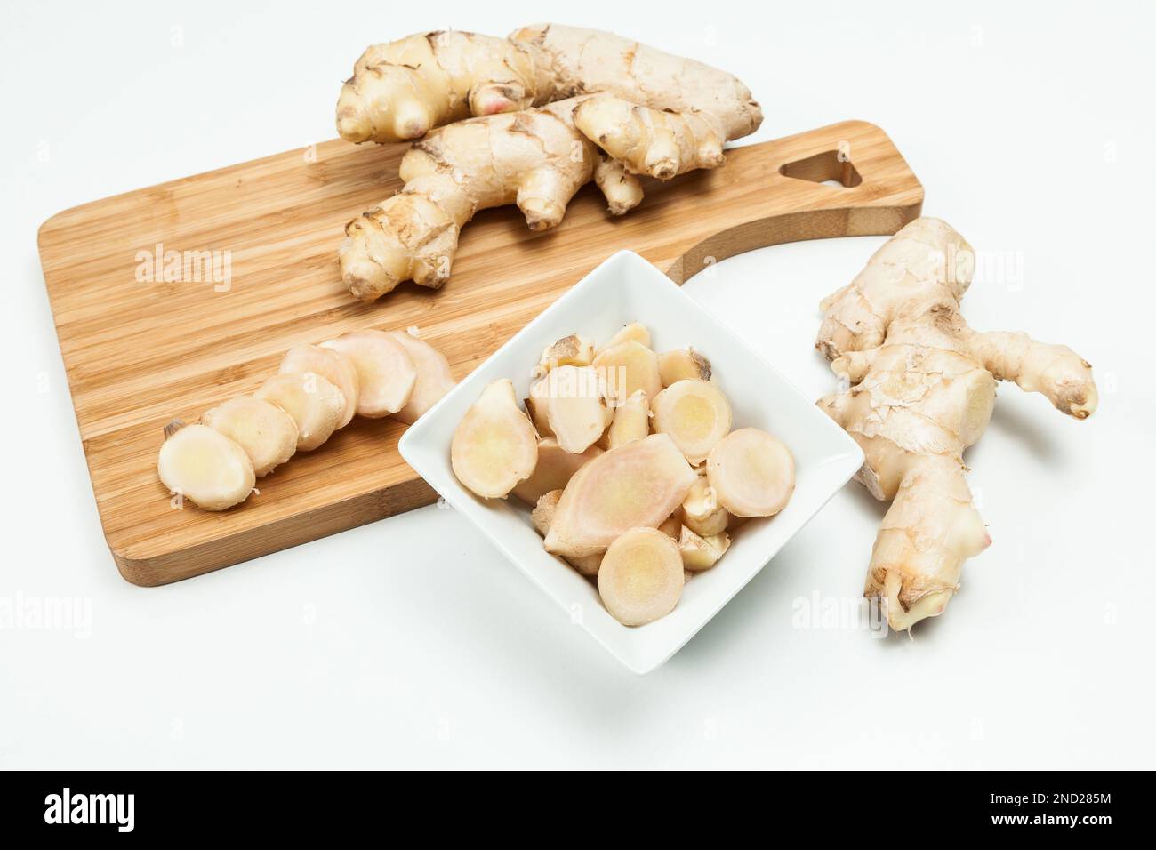 Ginger spice root - Zingiber officinale, photo on neutral background ...