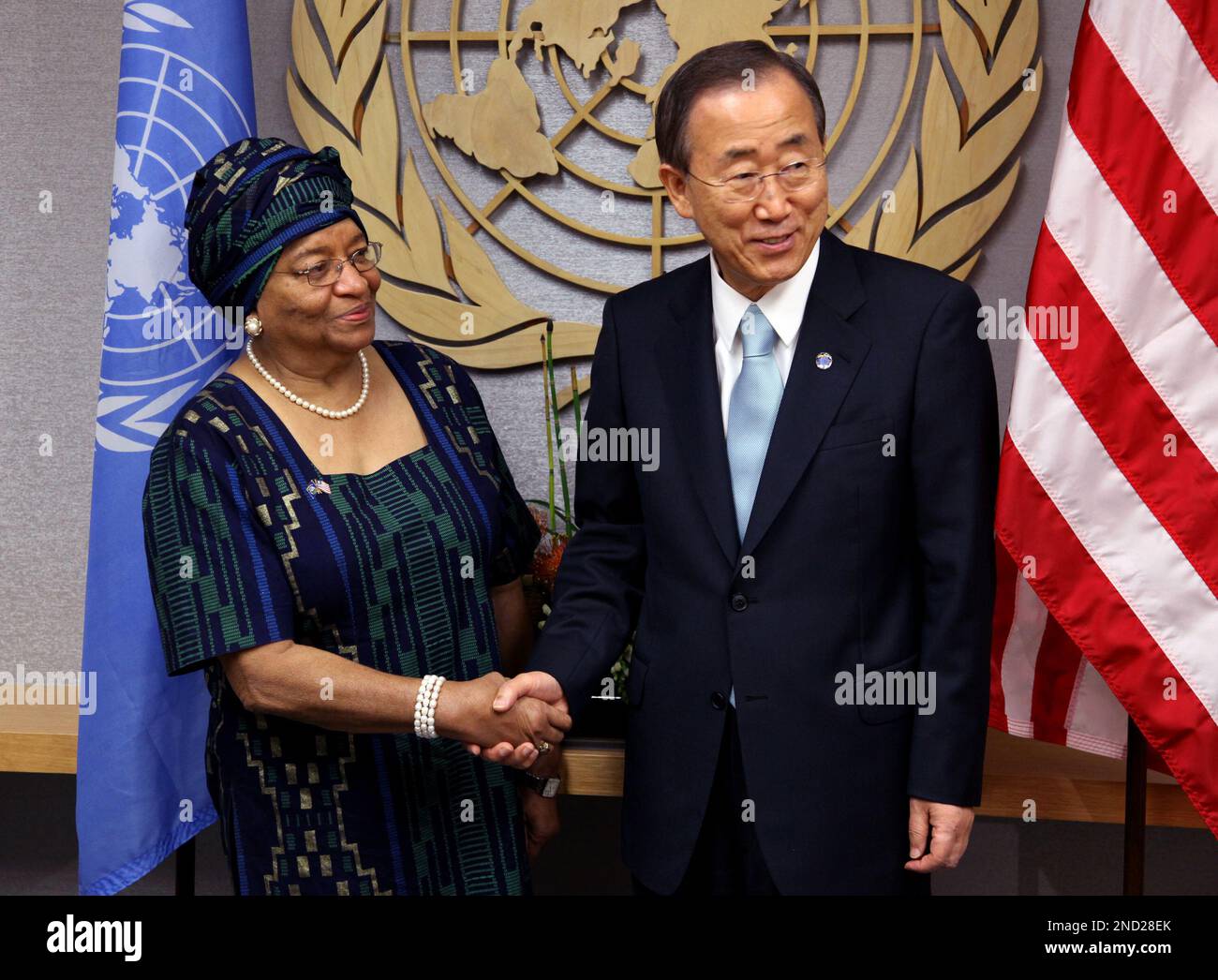 U.N. Secretary-General Ban Ki-moon meets with Ellen Johnson-Sirleaf ...