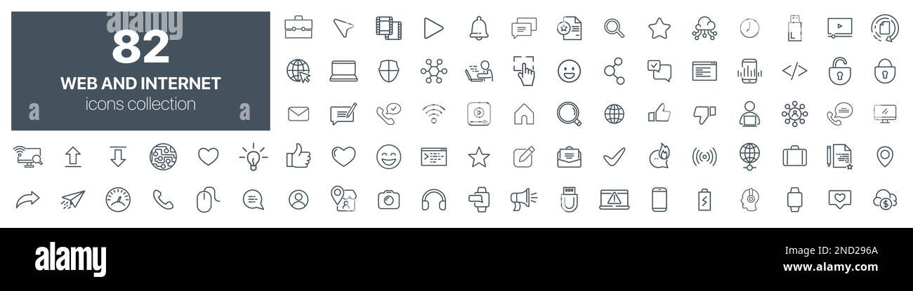 Web and internet line icons collection. Big UI icon set. Thin outline ...