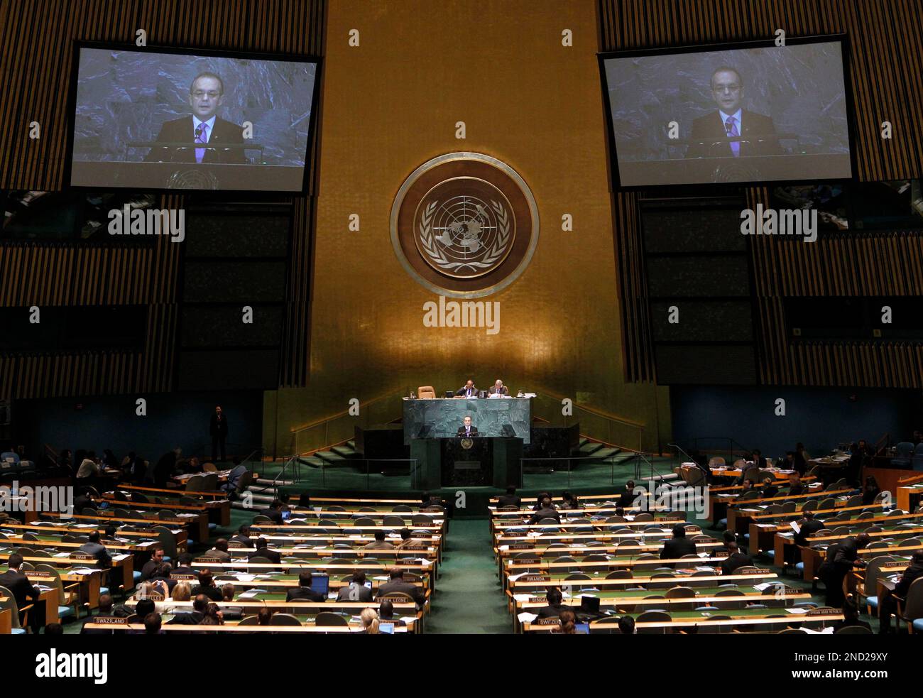 Romanian Prime Minister Emil Boc addresses the 65th session of the ...