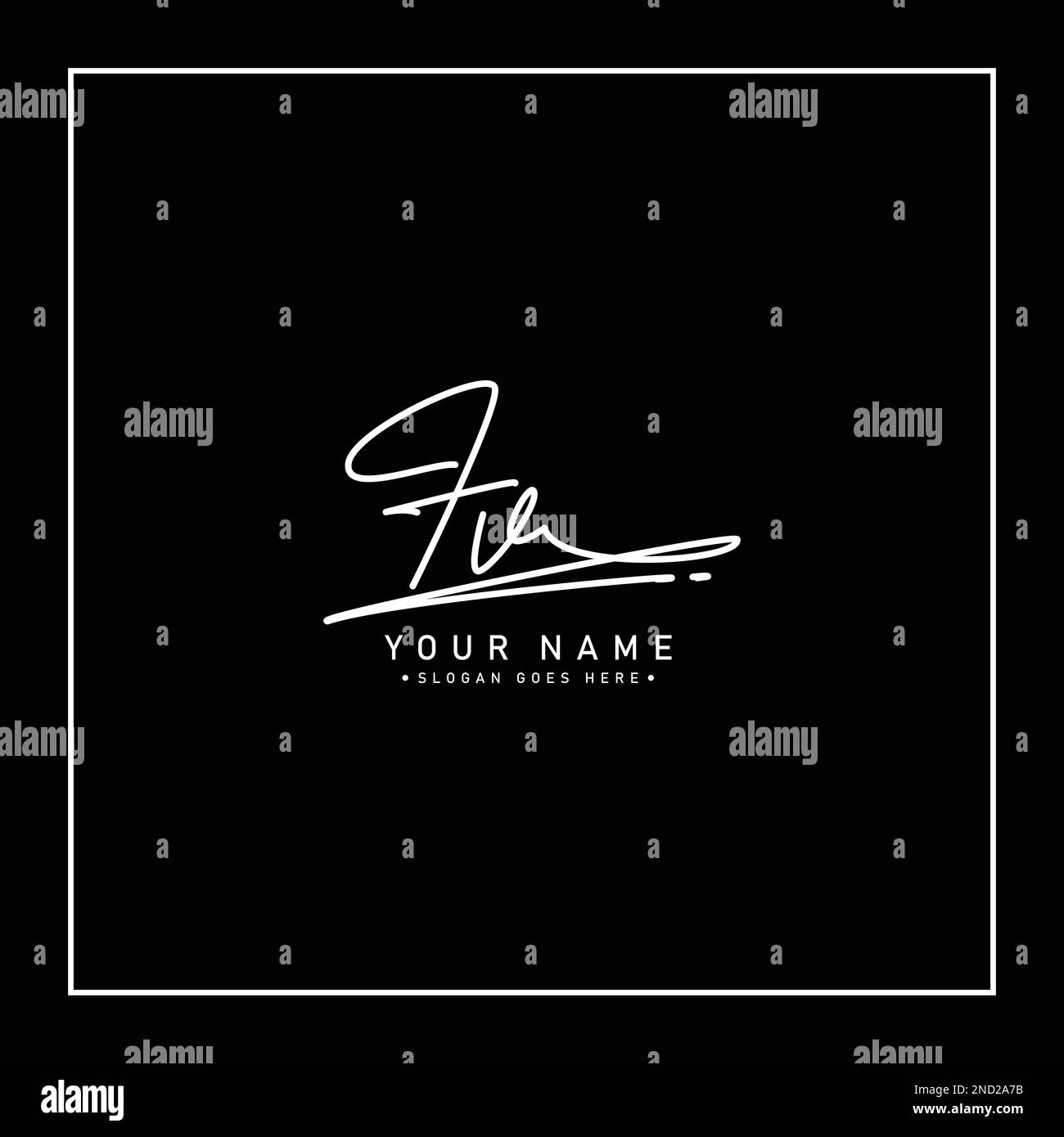 Handwritten Signature logo for Initial Letter FV - Vector Logo Template ...