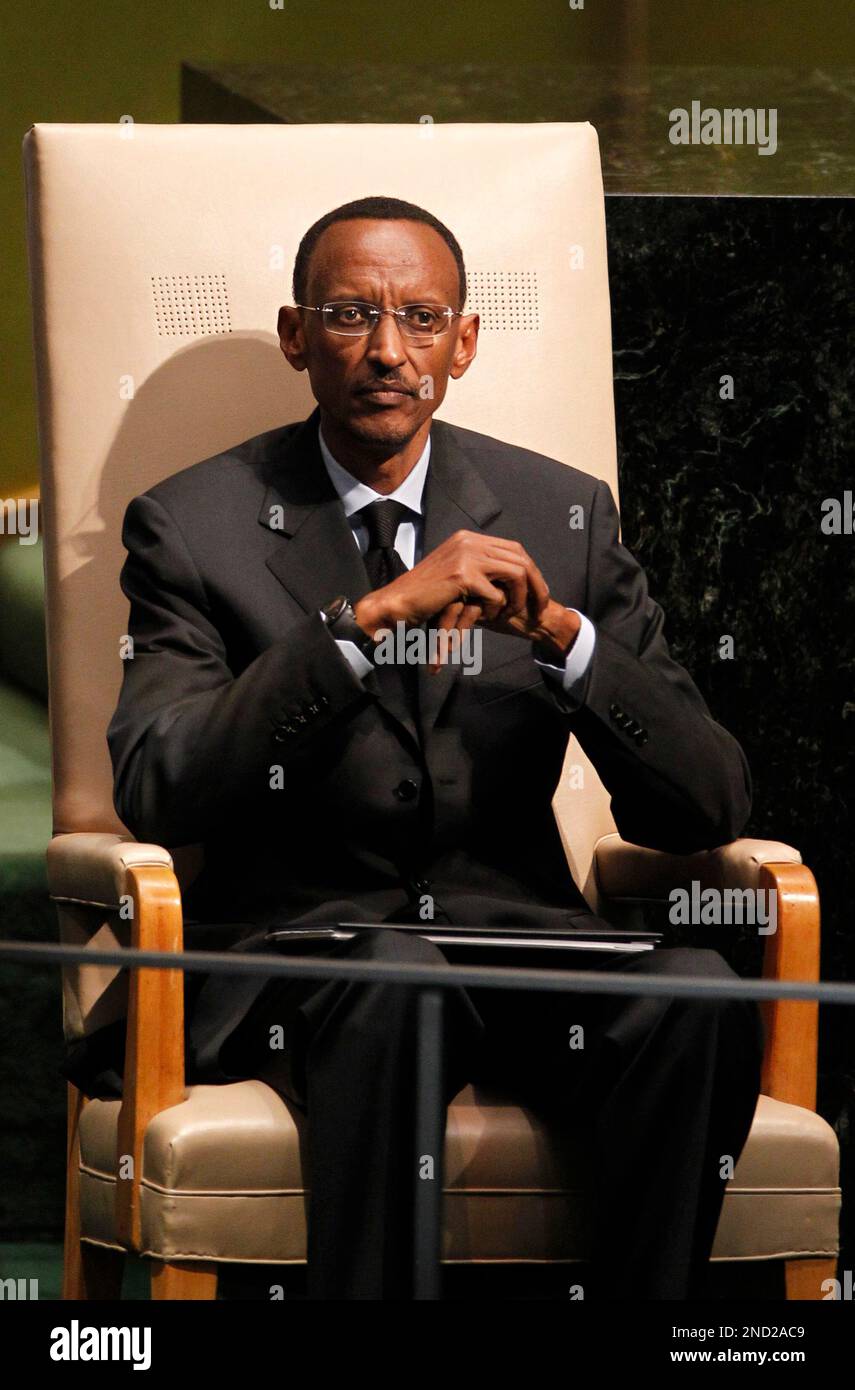 Paul Kagame, President of Rwanda, waits to address the 65th session of ...