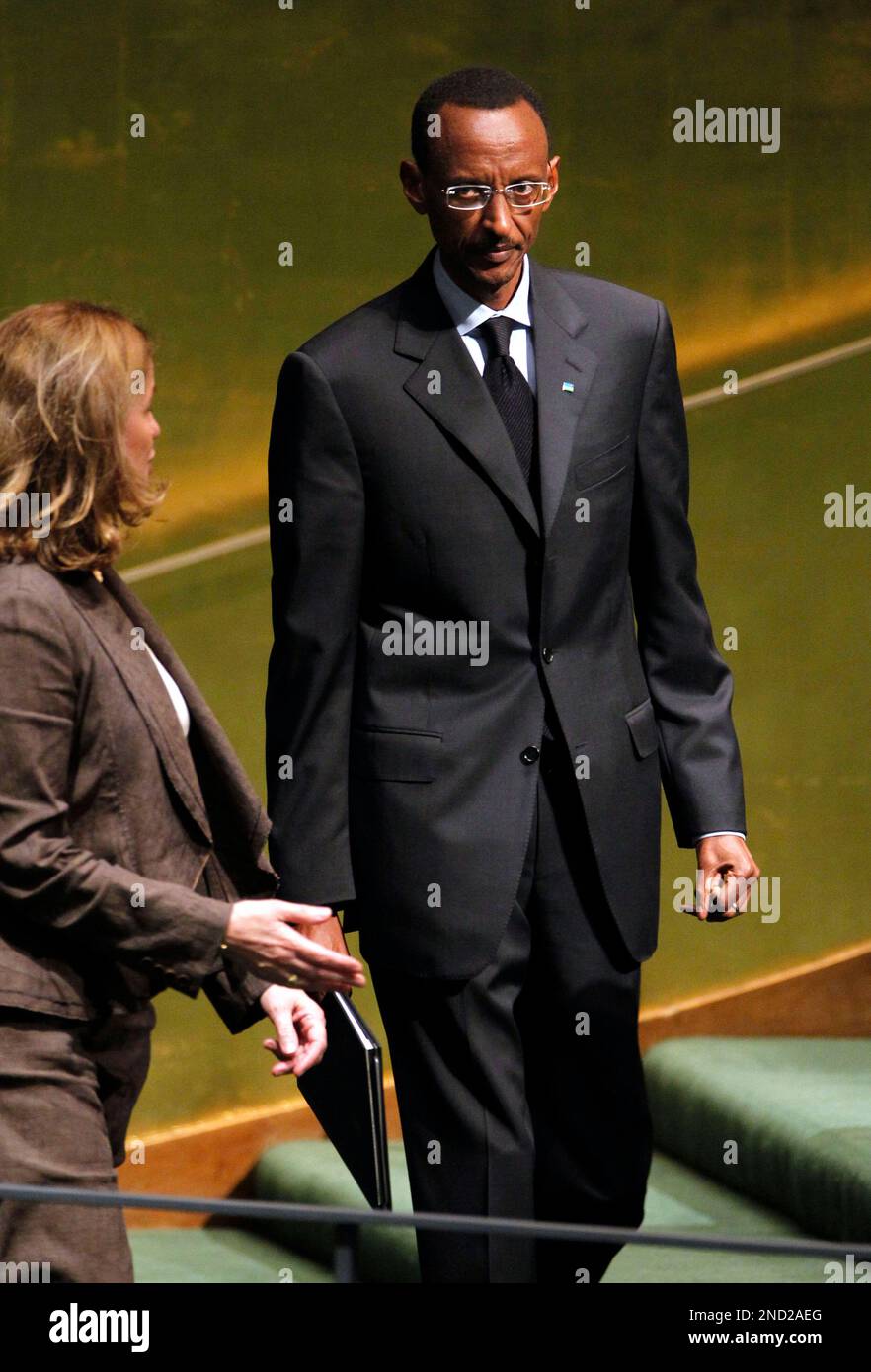 Paul Kagame, President of Rwanda, enters before addressing the 65th ...