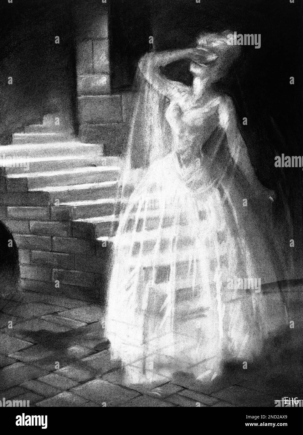 Depicted in this sketch is the ghost Gray Lady, who’s 350 years old and ...