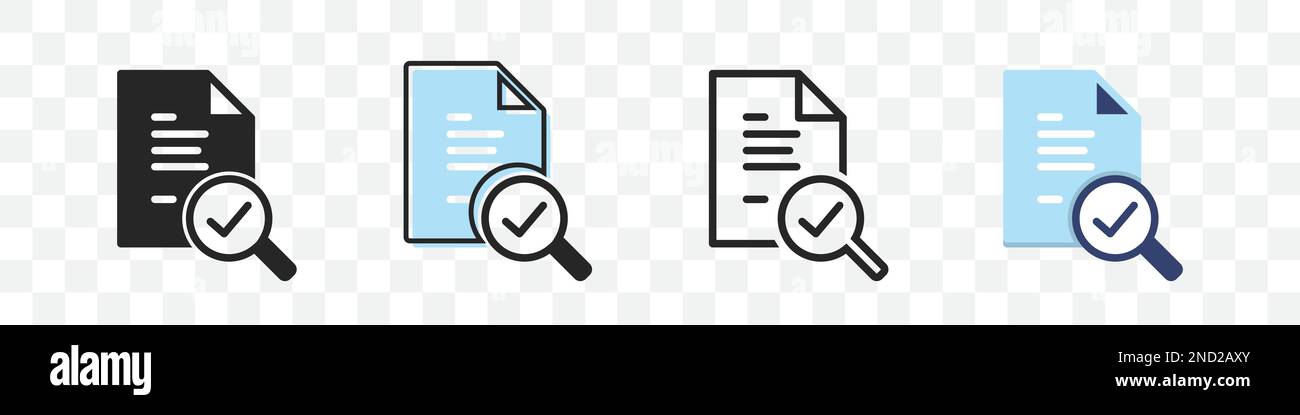 Audit document icons collection in different style on a transparent ...
